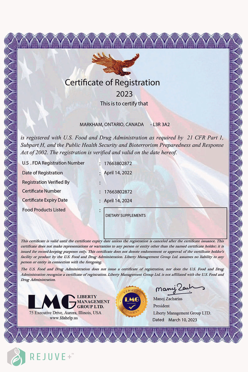 Rejuve+ NMN Supplement Certificates | Quality & Purity Assured ...